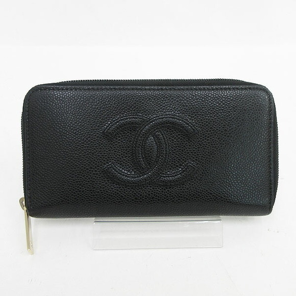 CHANEL | Bags | Chanel Coco Mark Long Wallet Black Caviar Skin | Poshmark